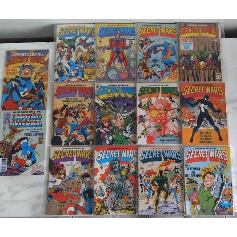 Mini série Gibis SECRET WARS com ALBUM completo e o gibi do CAP que ...