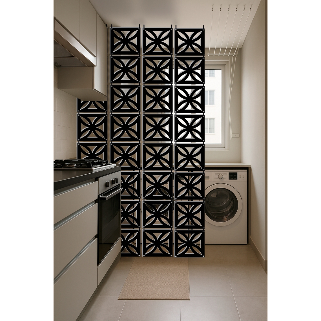 Kit de placas decorativas de MDF na COR PRETA divisória de ambiente kit ...