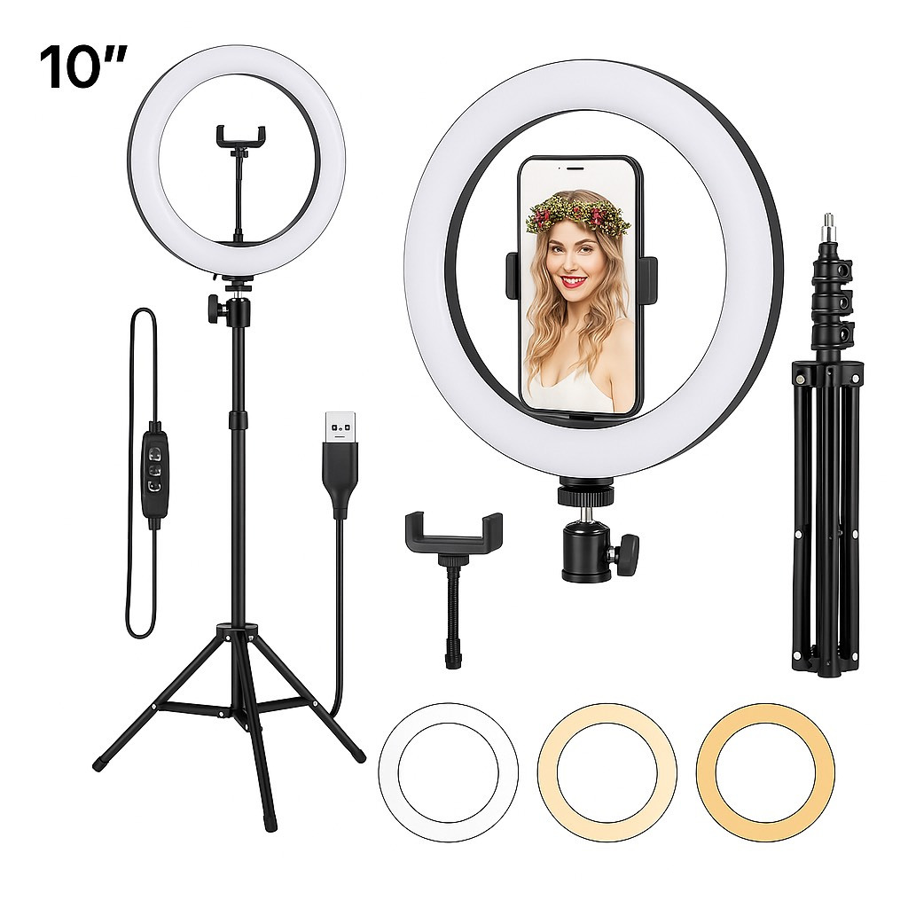 Ring Light Iluminador Anel Luz 10 Polegadas com Tripé Ajustavel Praticidade iluminador Ring ...