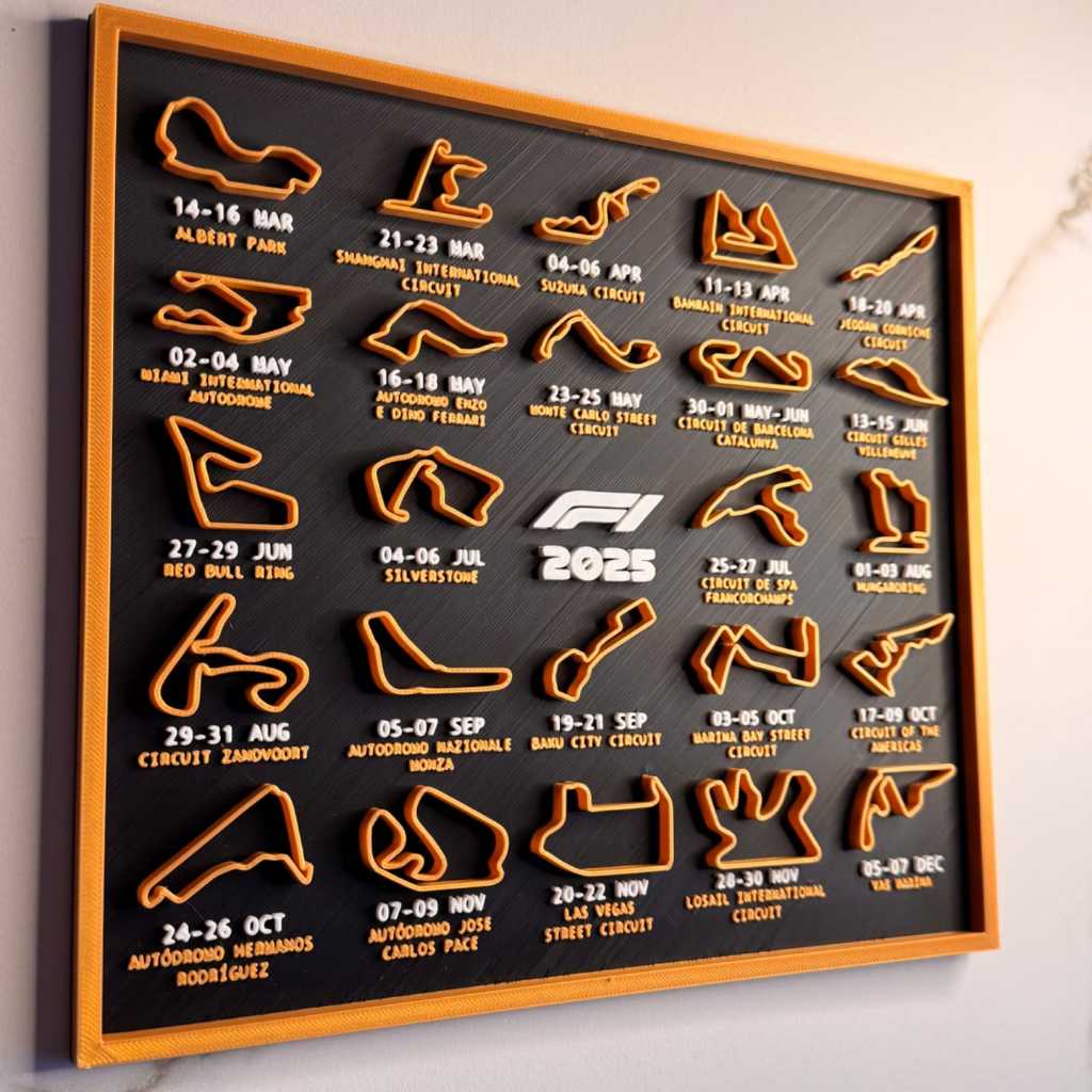 Quadro Calendário de Pista em Relevo 2025 - Formula 1 com Assinatura ...