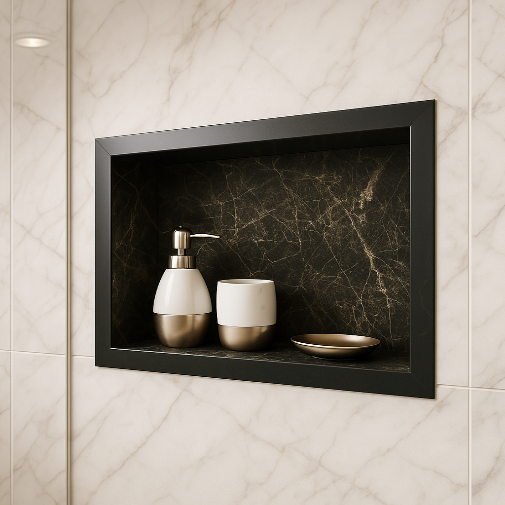 Nicho Porcelanato banheiro box 30x60x8 borda de alumínio | Shopee Brasil