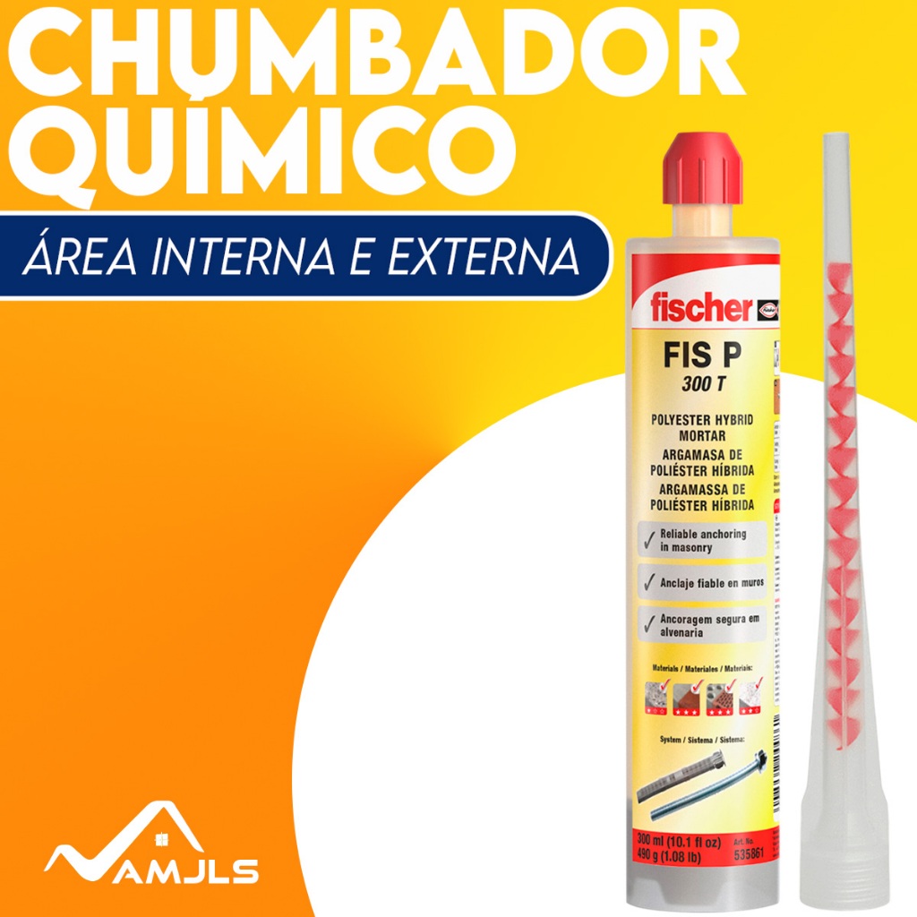 Bucha Quimica Chumbador Fischer Fis P 300 T 1, 2 e 3 Unidades - 490gr ...