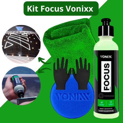 Kit Focus Vonixx Removedor (Focus 240ML, Pano Microfibra 40x40, Aplicador Espuma e Par de Luva ...