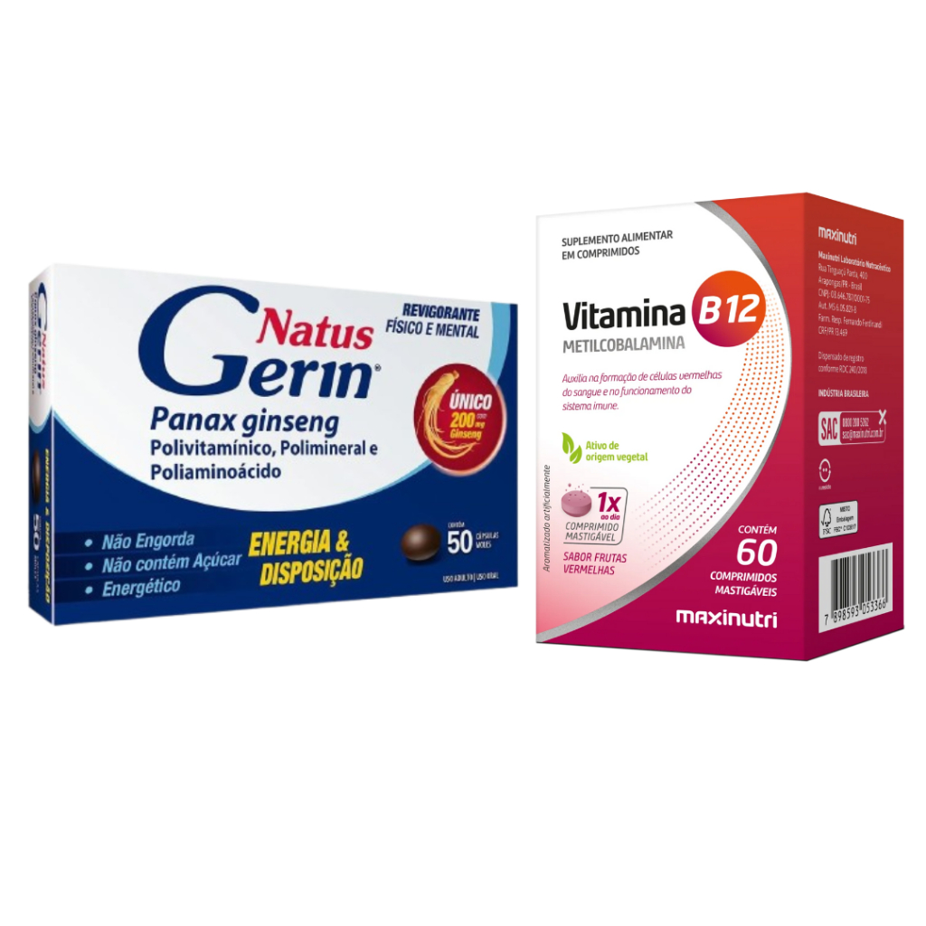 Kit Natus Gerin 50 Cápsulas + Vitamina B12 60 Comprimidos Mastigáveis ...