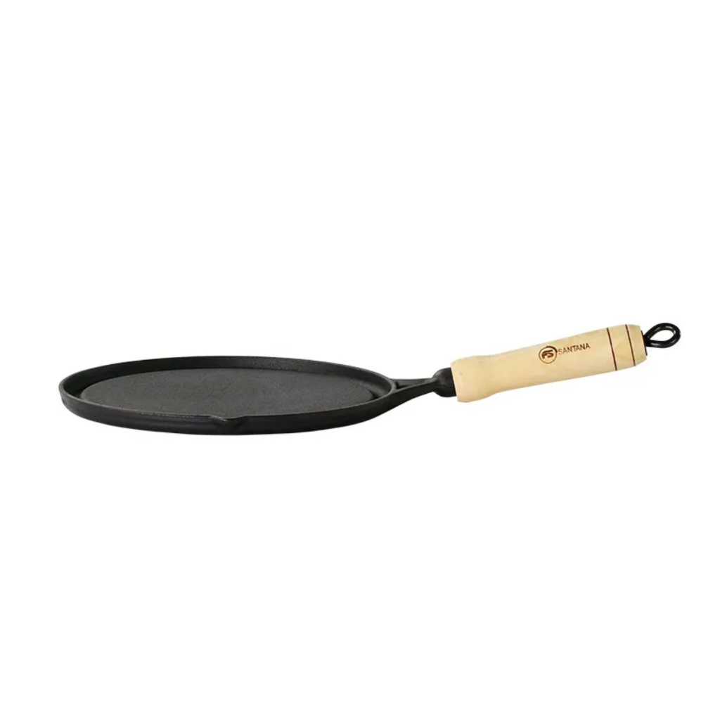 Chapa Bifeteira Lisa Cabo De Madeira Fundição Santana 24cm | Shopee Brasil
