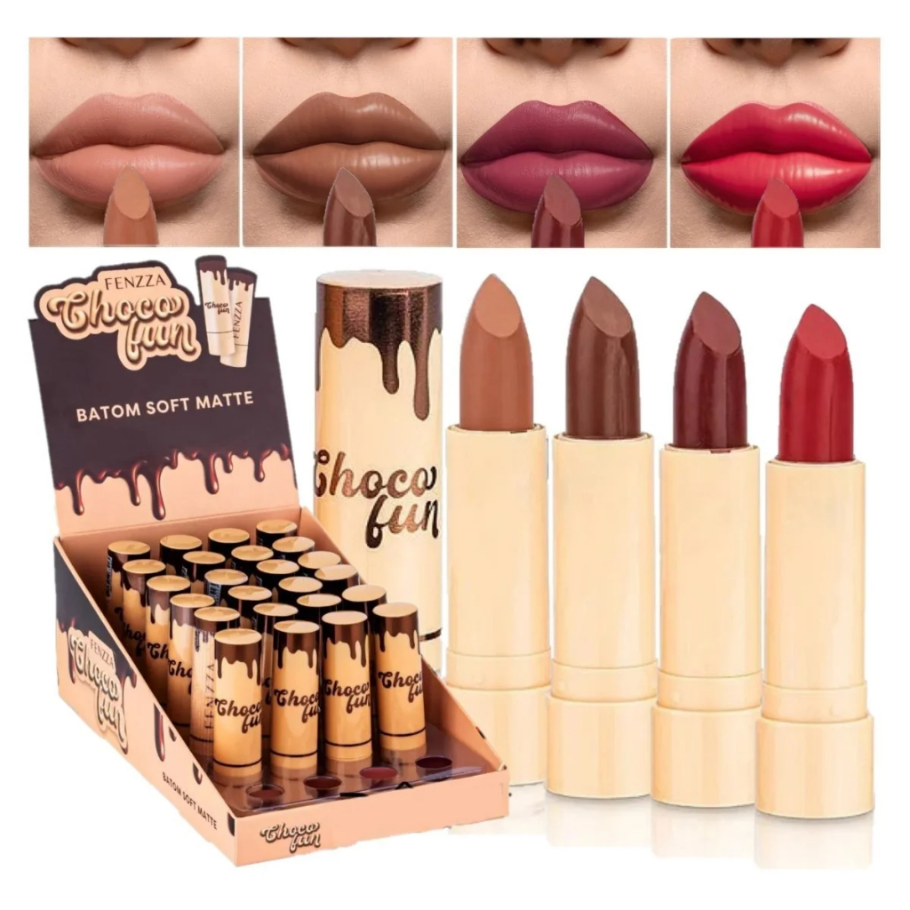 Box c/ 24 Unidades Batom Soft Matte Chocofun Chocolate Atacado FZ20098 ...