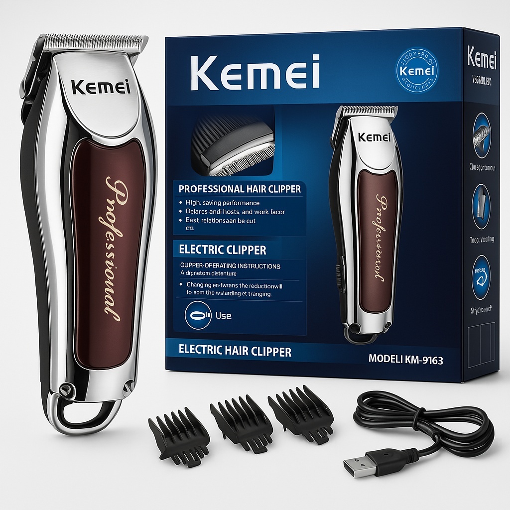Máquina De Acabamento Kemei Sem fio cortar Cabelo Fazer Pezinho Barba barbeador recarregável KM ...