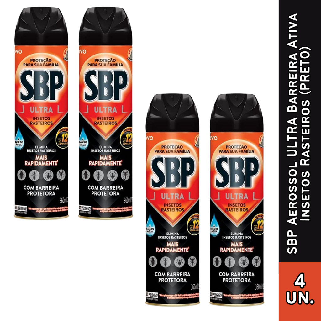 SBP Aerossol ULTRA Barreira Ativa Insetos Rasteiros (PRETO) Escolha a ...