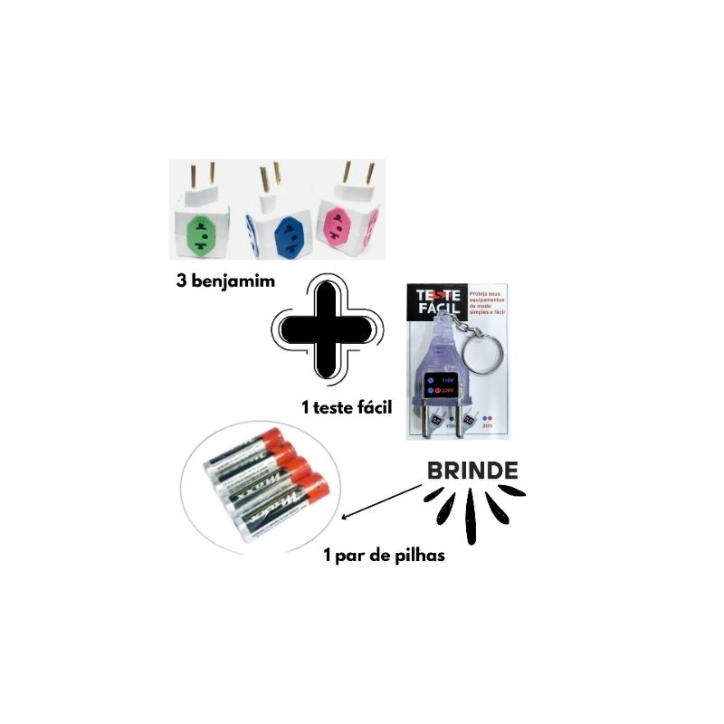 kit 3 benjamim (T) 1 tomada teste fácil + brinde | Shopee Brasil