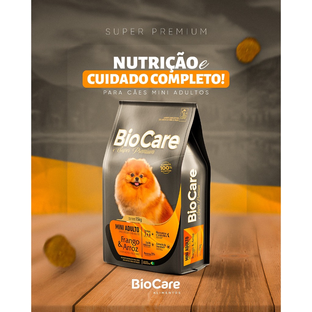 BioCare Super Premium 29 % de proteina sabor Frango e Arroz mini ...