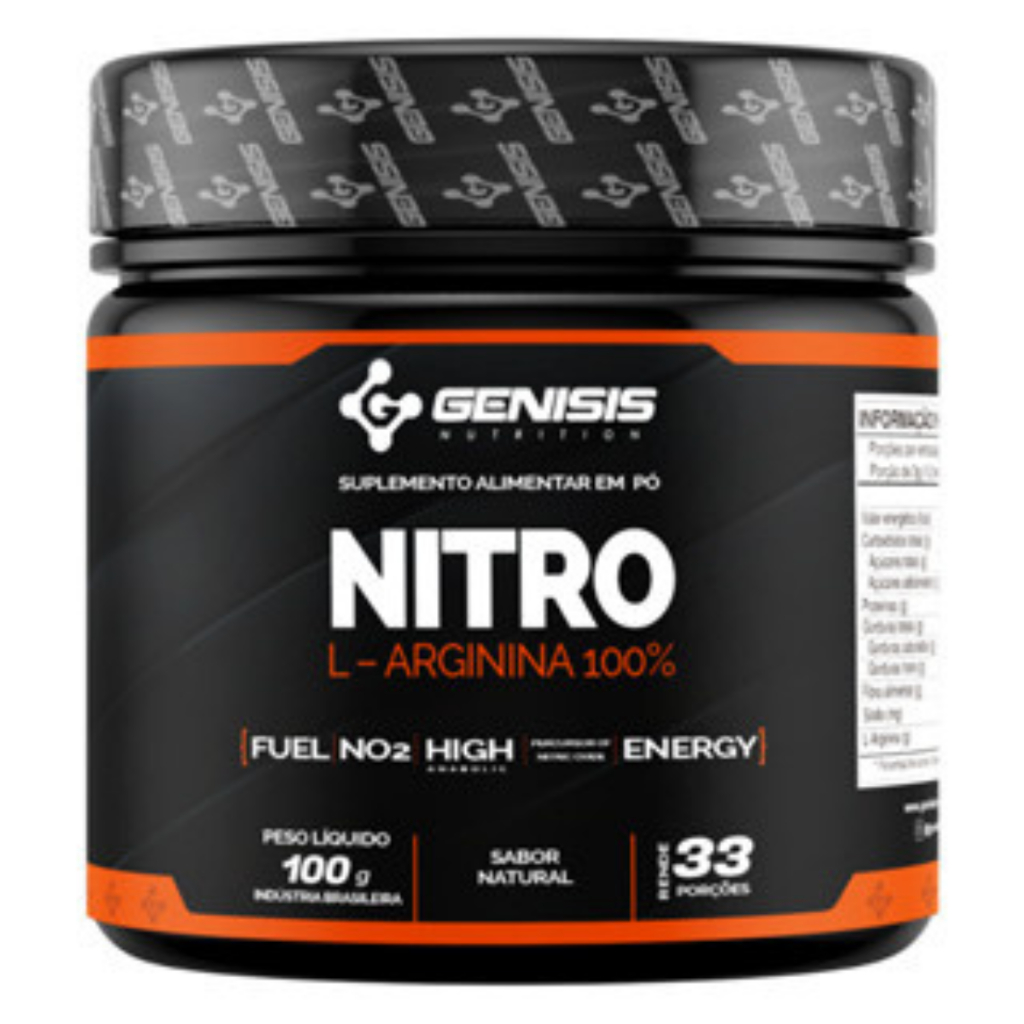 Nitro L-Arginina Powder 100g Genisis Nutrition Vasodilatador ...