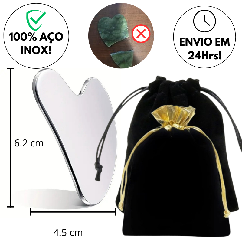 Kit Gua Sha Inox + Vitamina C | Massagem Facial, Drenagem Linfática e ...