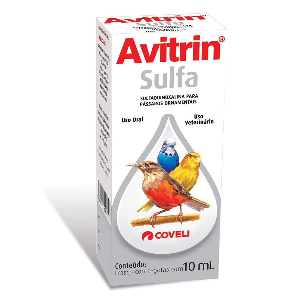 Avitrin Sulfa Coveli Antibiótico para Pássaros - 10ml | Shopee Brasil