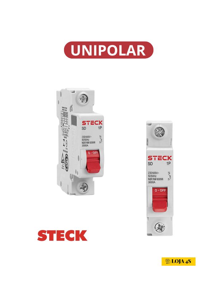 Disjuntor Unipolar Bipolar Tripolar Steck 10A 16A 20A 25A 32A 40A 50A 63A Curva C 3KA | Shopee ...