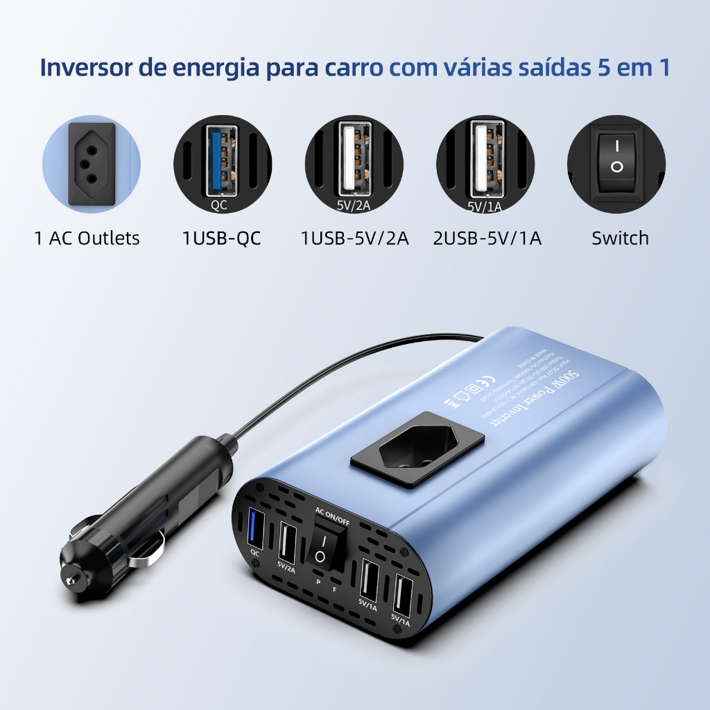 Inversor de carro 500 W DC 12 V - AC 110V / 220 V USB Carregamento rápido Conversor de energia ...