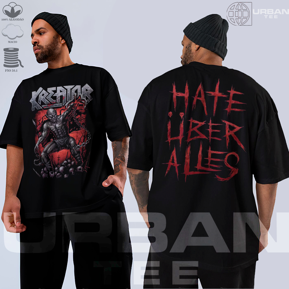 Camiseta Basica e OVERSIZED Kreator Hate Uber Alles Rock N Roll Vintage ...
