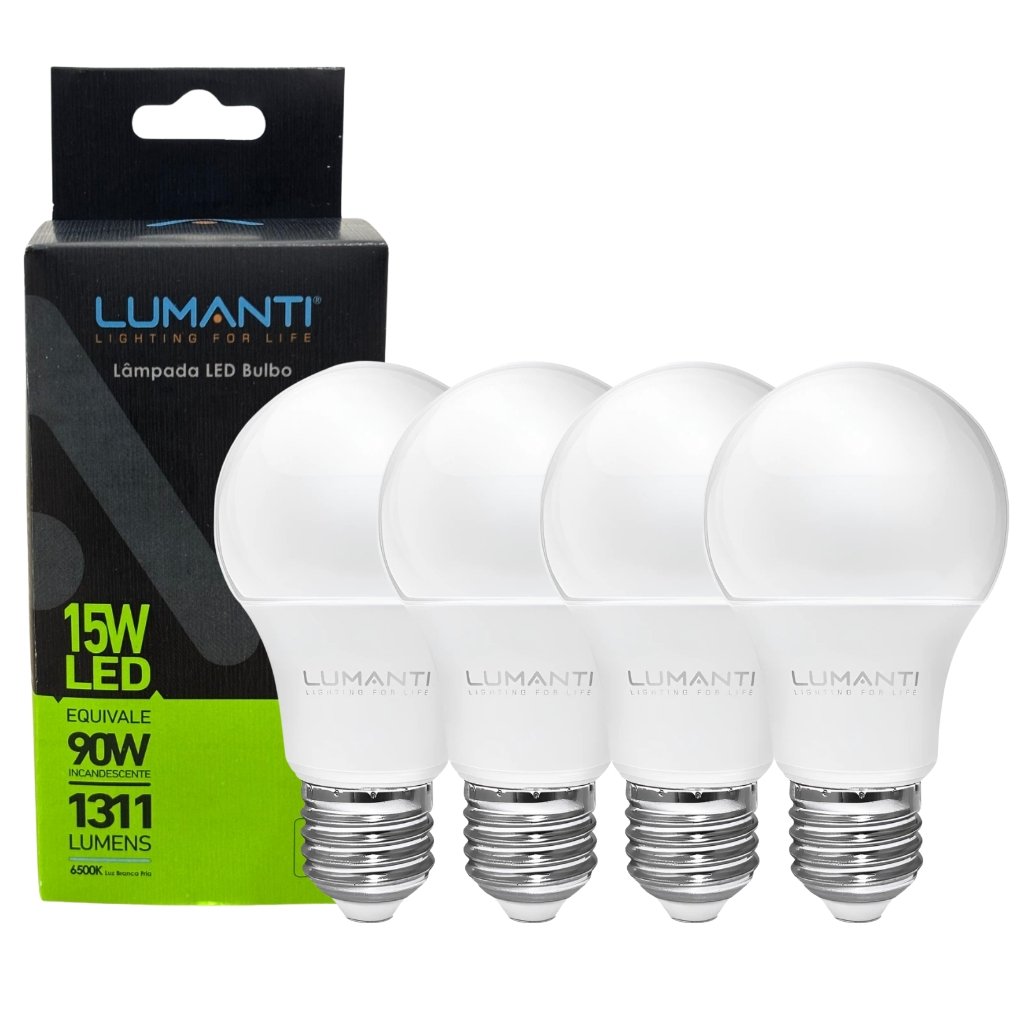 Kit 4 Lâmpada Led 15W Bulbo Branco Frio(LUZ BRANCA)/ Branco Quente(LUZ AMARELA) E27 Bivolt ...