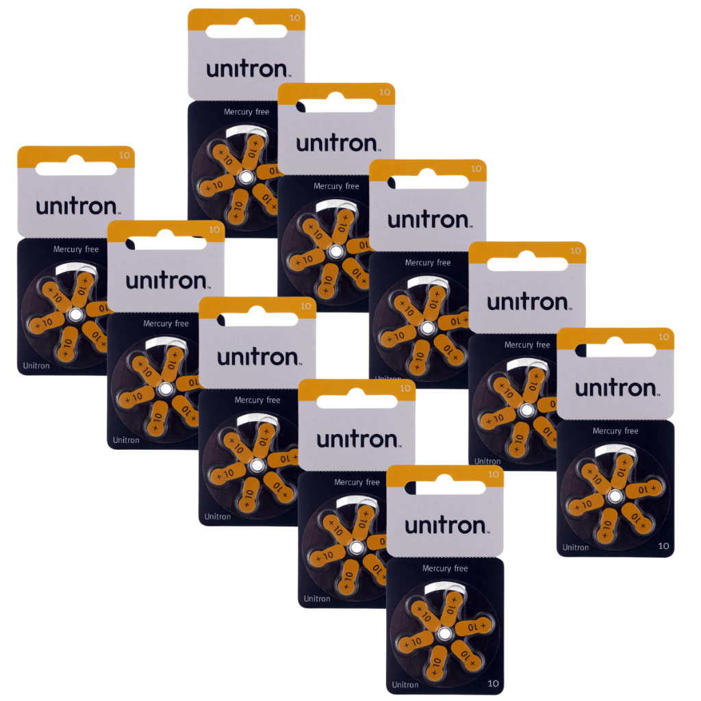 Pilha Auditiva 10 Unitron Bateria Pr41 60 unidades | Shopee Brasil