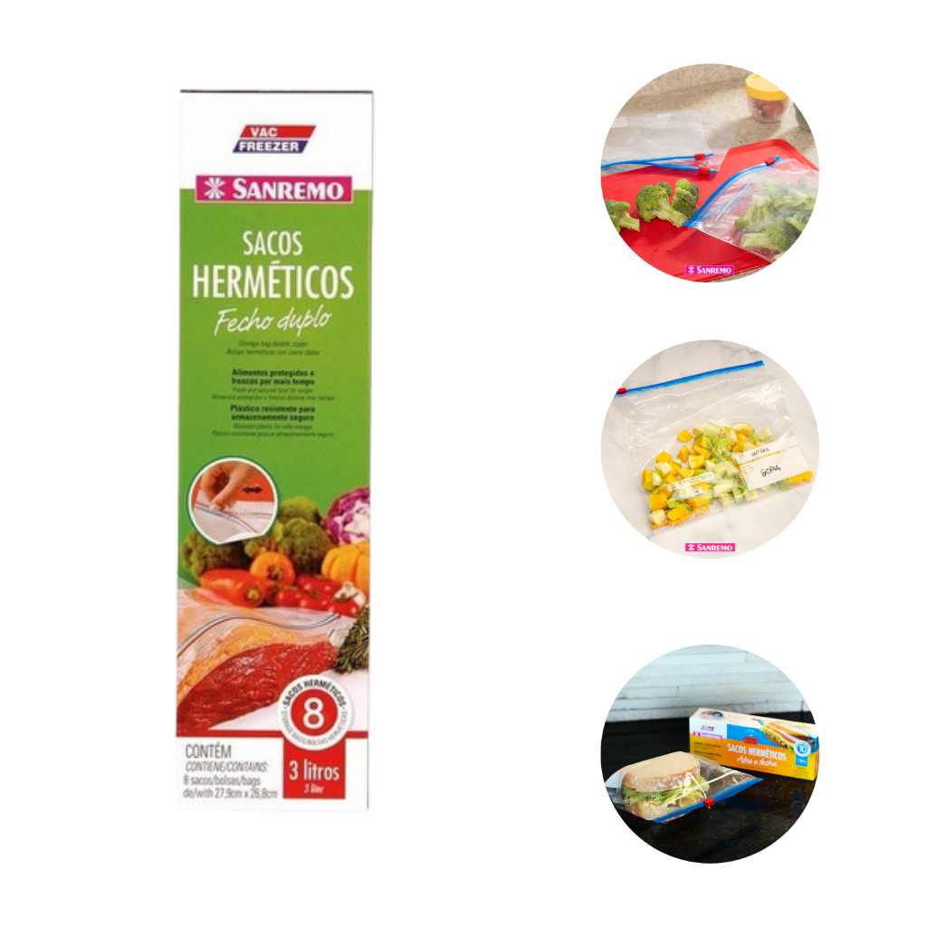 Sacos Hermeticos Ziplocks Alimentos Sanremo 3 Litros 8 Unidades abre e ...
