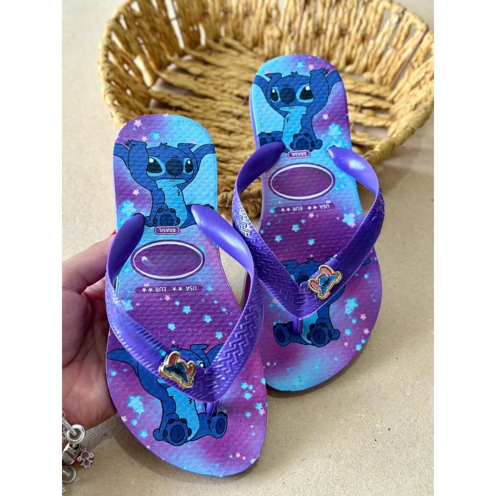 CHINELO INFANTIL ESTAMPADO STITCH CORREIA GROSSA PINGENTES ...