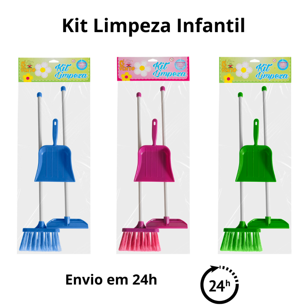 Kit Limpeza Infantil Vassoura Rodo Pá Brinquedo Boneca Bebê Reborn ...