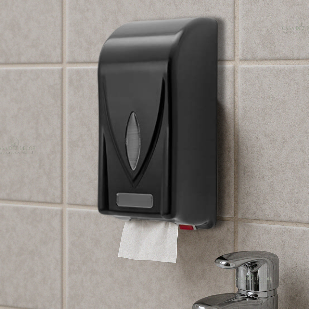 Dispenser Porta Papel Higiênico Lenço Cai Cai Preto Premisse Dark + Kit ...