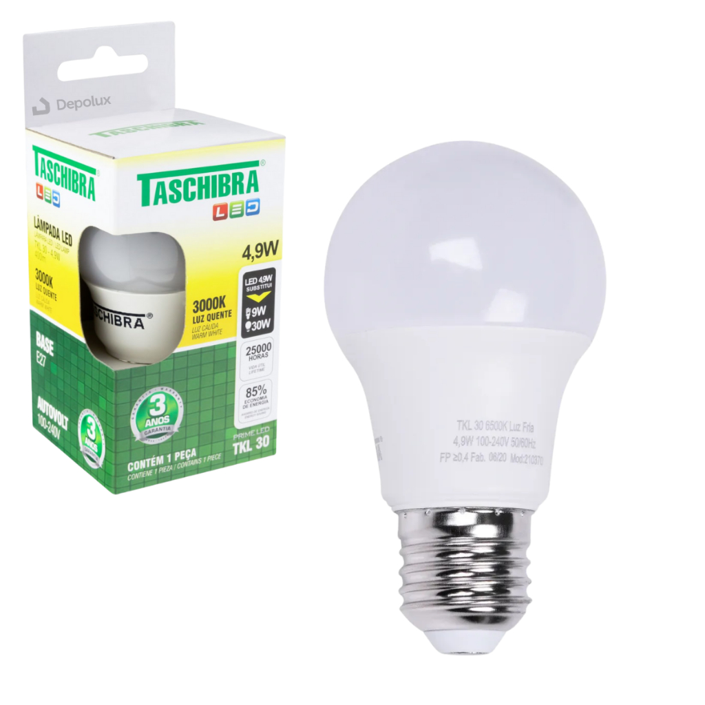Lâmpada Bolinha De Led Camarim Lustre Espelho 4,9w Tkl 30 E27 Taschibra | Shopee Brasil