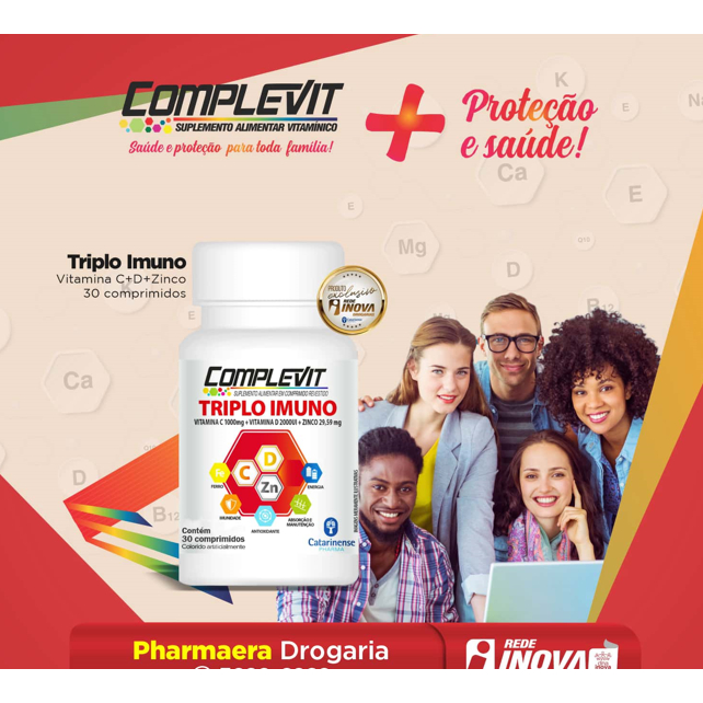 COMPLEVIT - Triplo Imuno Vitamina C 1000 MG - D 2000 UI - Zinco 29,59MG ...