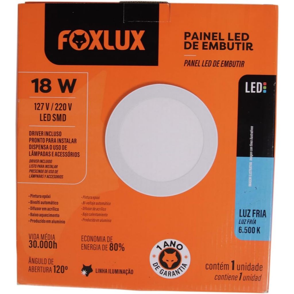 Painel de LED redonda Sobrepor 18W 6500K BIVOLT - FOXLUX | Shopee Brasil