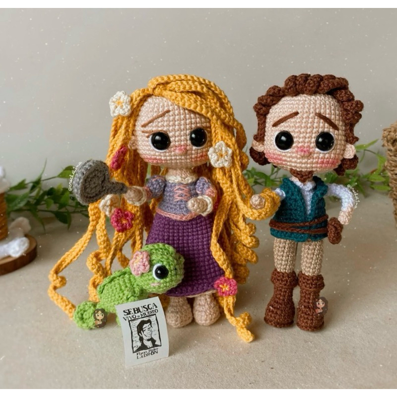 Enrolados Rapunzel, Pascal e Flynn Rider Amigurumi | Shopee Brasil