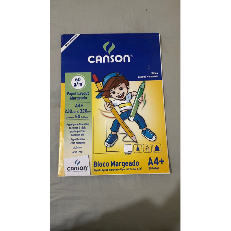 Bloco Papel layout margeado 60g A4 canson 35 folhas | Shopee Brasil
