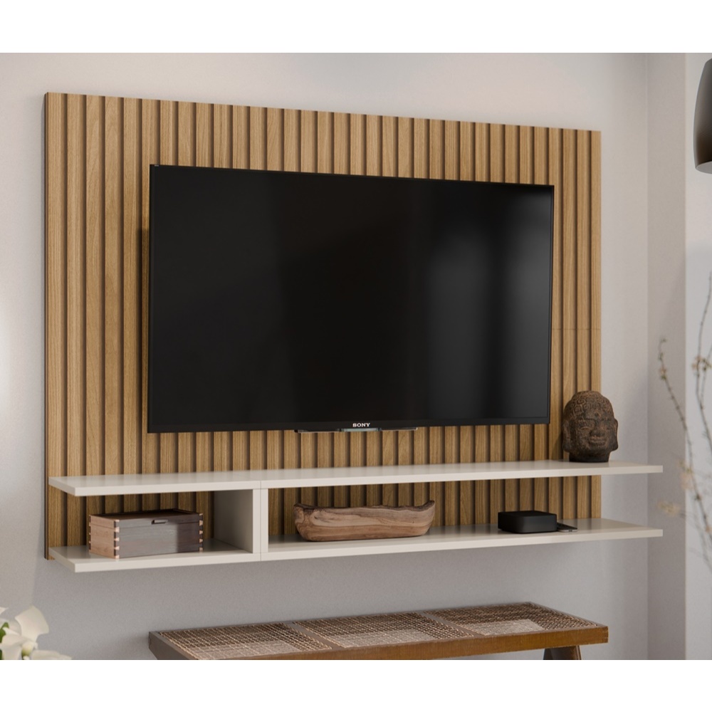Painel Cissa Tv Até 50" Nicho Decorativo Prateleira Inferior Suspenso ...