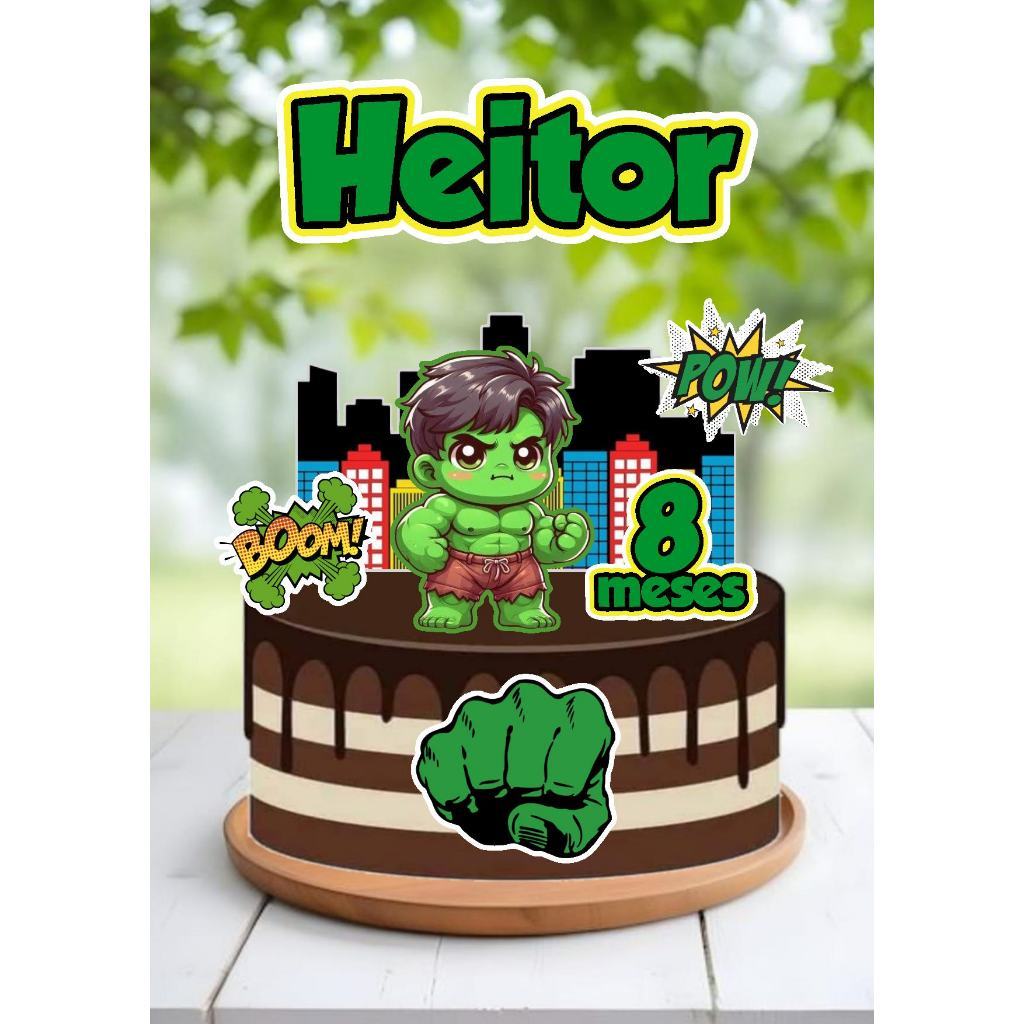 Topo Topper de Bolo Hulk Personalizado com Nome e Idade | Shopee Brasil