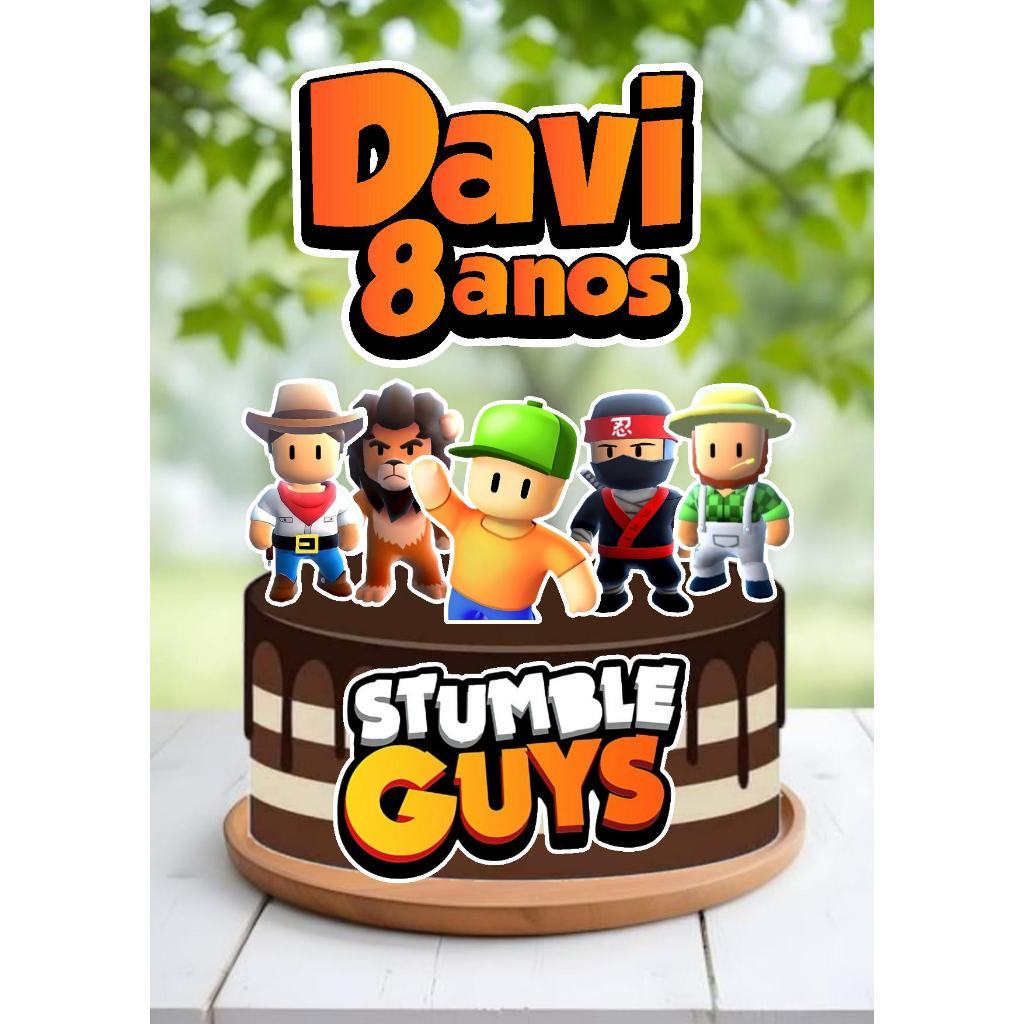 Topo Topper de bolo Stumble Guys Personalizado com nome e idade ...