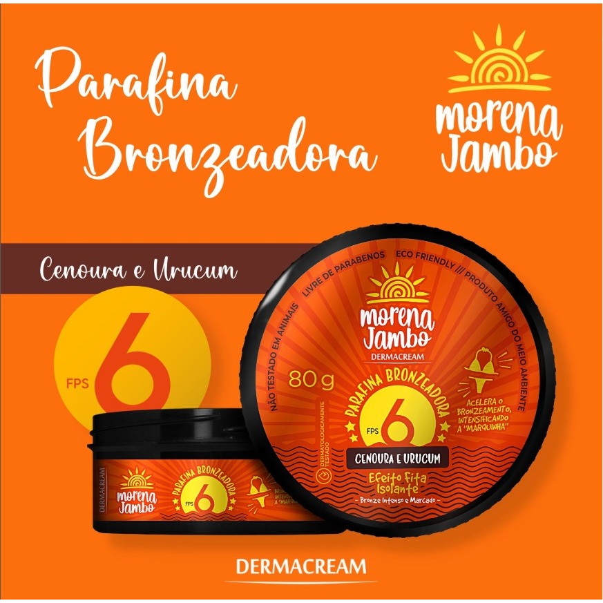 Parafina Bronzeador Morena Jambo Corpo FPS6 Efeito Fita Isolante - Dermacream 80g | Shopee Brasil