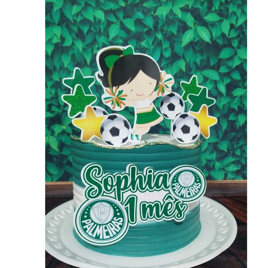 Topo Topper de bolo Mesversário Palmeiras Personalizado com nome e ...
