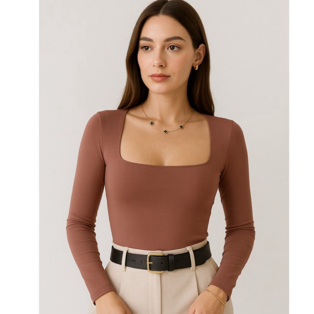 Body Collant Feminino Manga Longa Com Decote Tendência Moda Blogueira ...