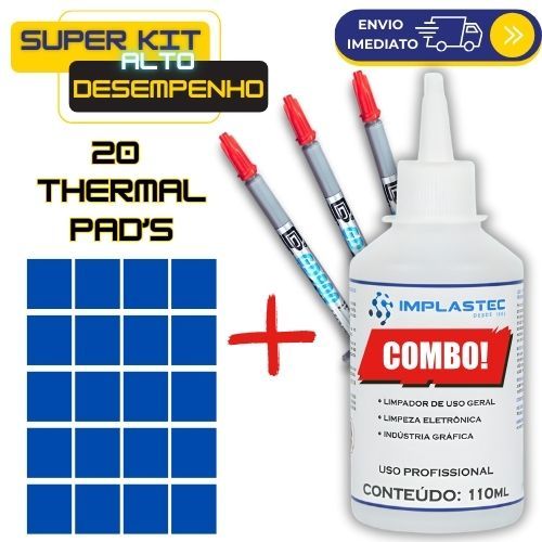 Pasta Térmica Prata GD900 com Thermal Pad e Limpador Multiuso para ...