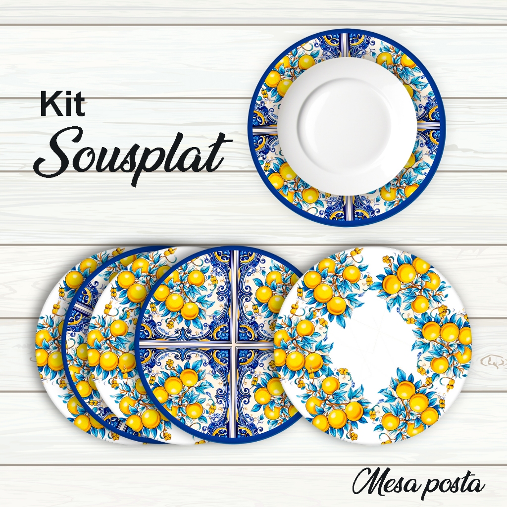 Capa De Sousplat Limões Azulejo Português 35cm I Sousplat Souplat ...