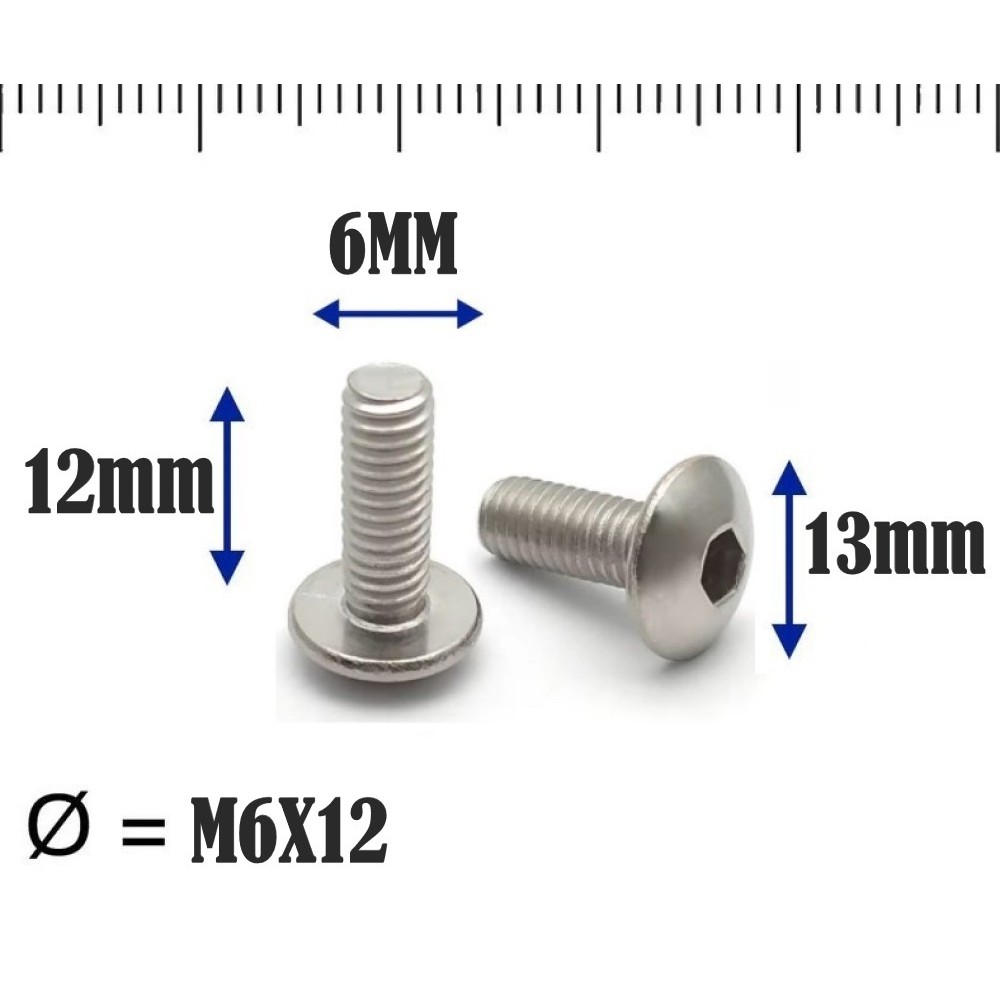KIT 02 Parafuso Inox Allen M6x12 Parafuso Moto Carenagem e Chassi M6 x ...