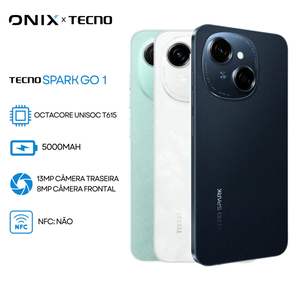 Tecno Spark Go 1 4G, 64GB e 3GB RAM, Processador Unisoc T615, Bateria ...