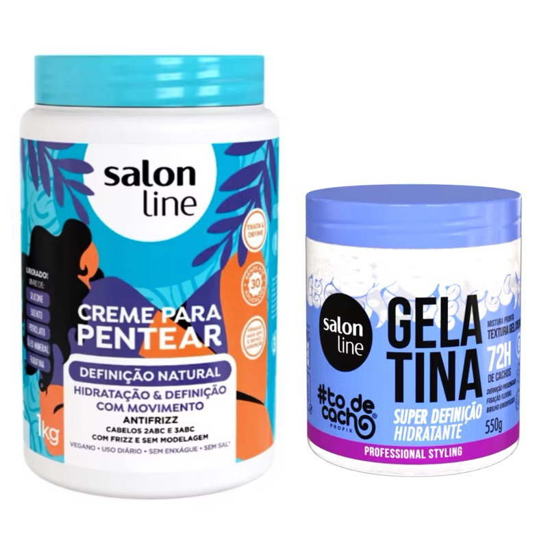 kit salon line creme definição natural 1kg + gelatina 550g | Shopee Brasil