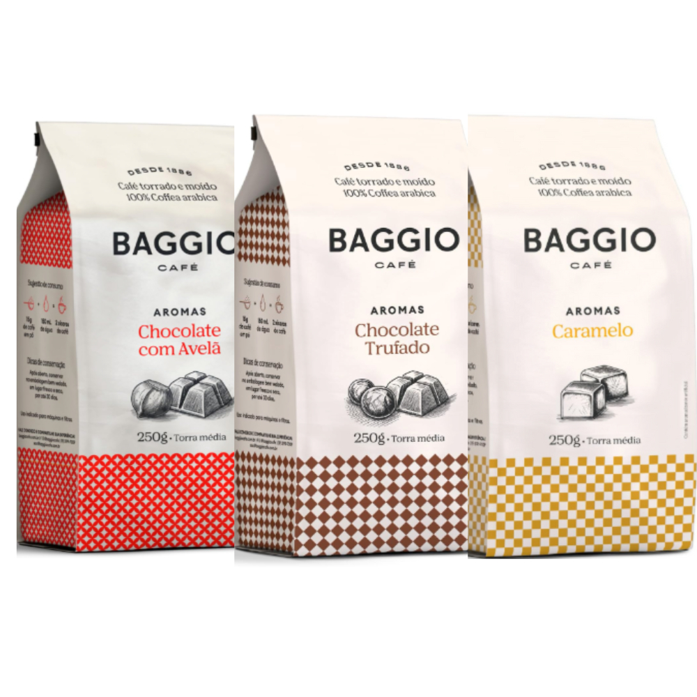 Kit com 750g Excelente Café Baggio 3 Pacotes Aromas Caramelo e ...