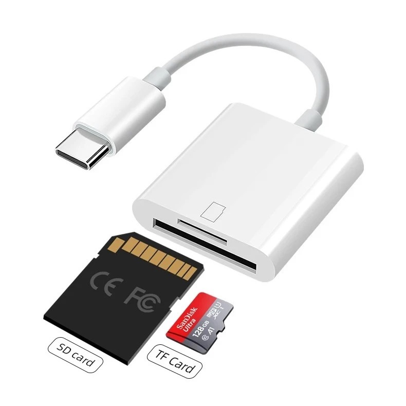 Leitor De Cartões USB C Para TF SD Adaptador Tipo Telefone Celular ...