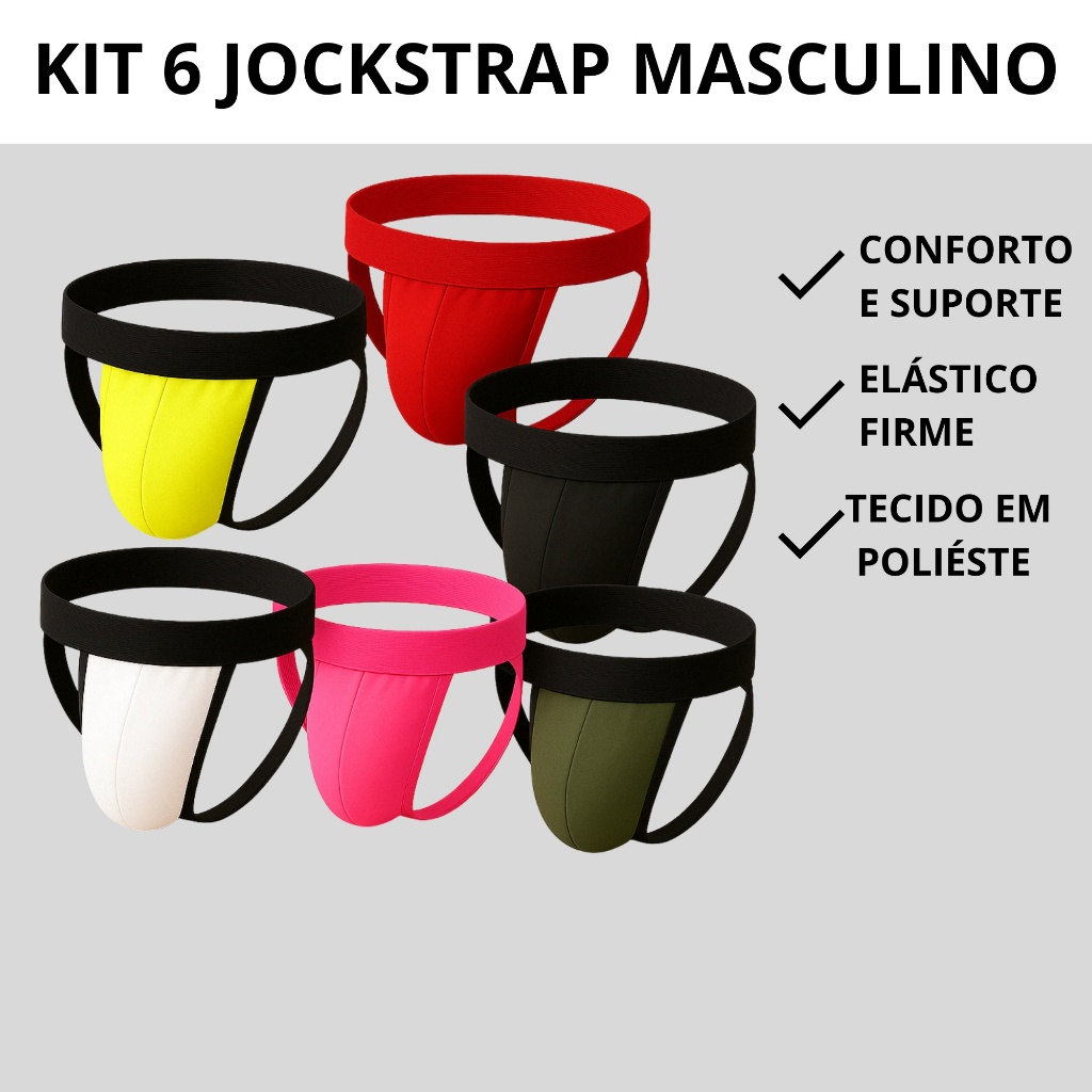 Kit 6 Cuecas Masculinas Confortável Jockstrap Eróticas – Alta ...