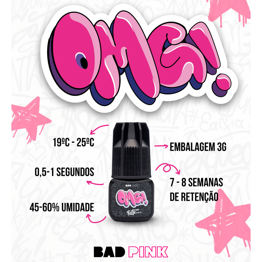 Adesivo cola cilios Bad Pink OMG 3g | Shopee Brasil