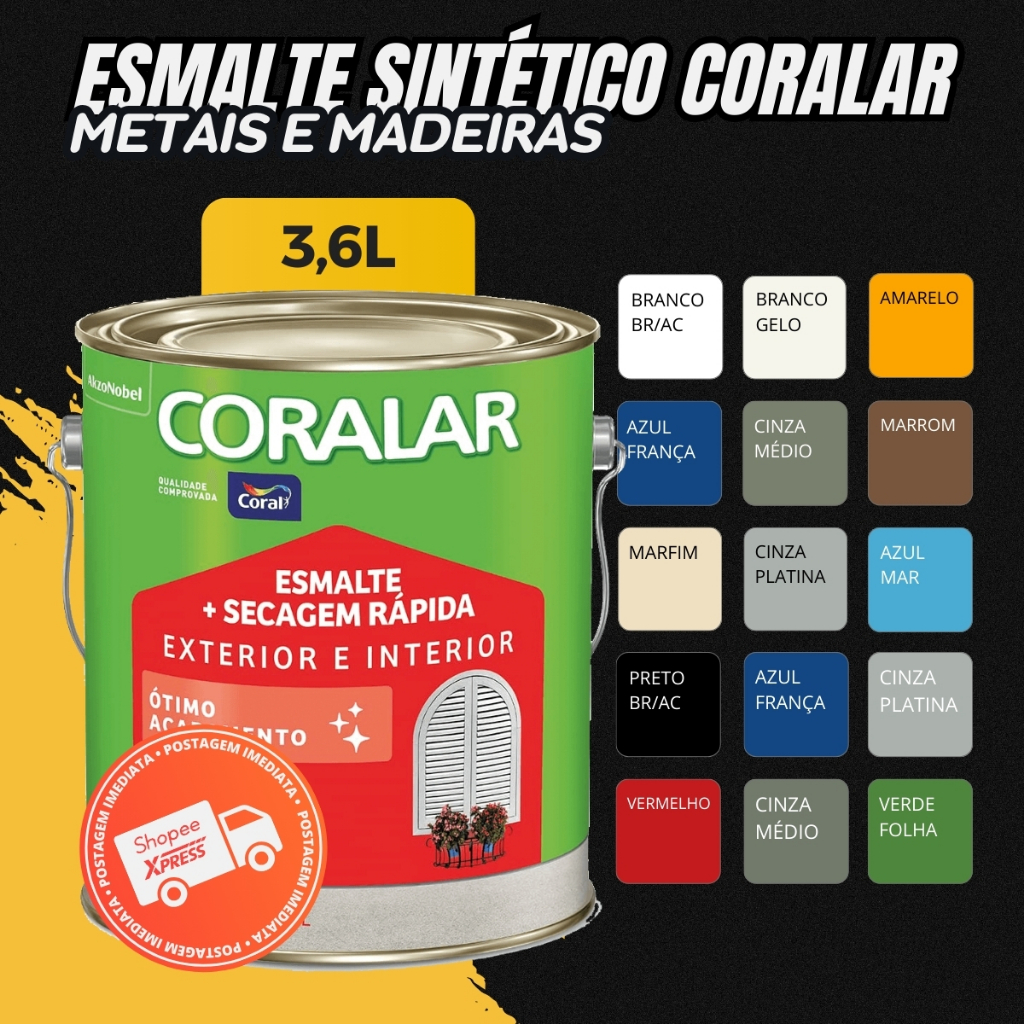 Tinta Esmalte Sintético Coralar Madeira e Metal Exterior/Interior 3.6L ...