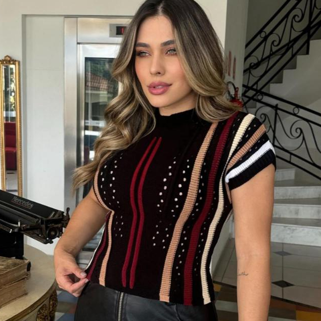 Blusa T-Shirt de Tricô Modal Feminina Manga Curta Camiseta Verão Tricot ...