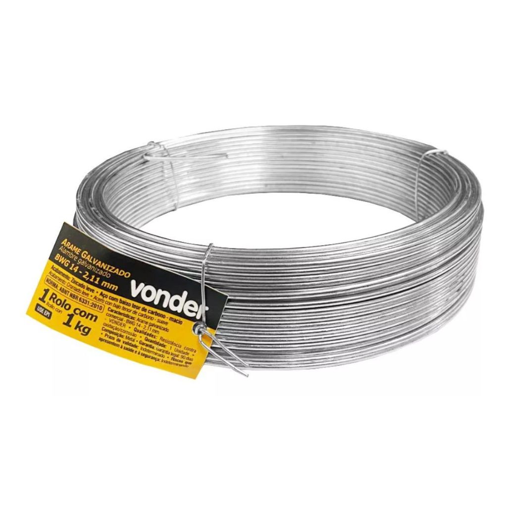Arame Galvanizado Comercial BWG 14º 2,11m 1Kg Residencial Agrícola e ...