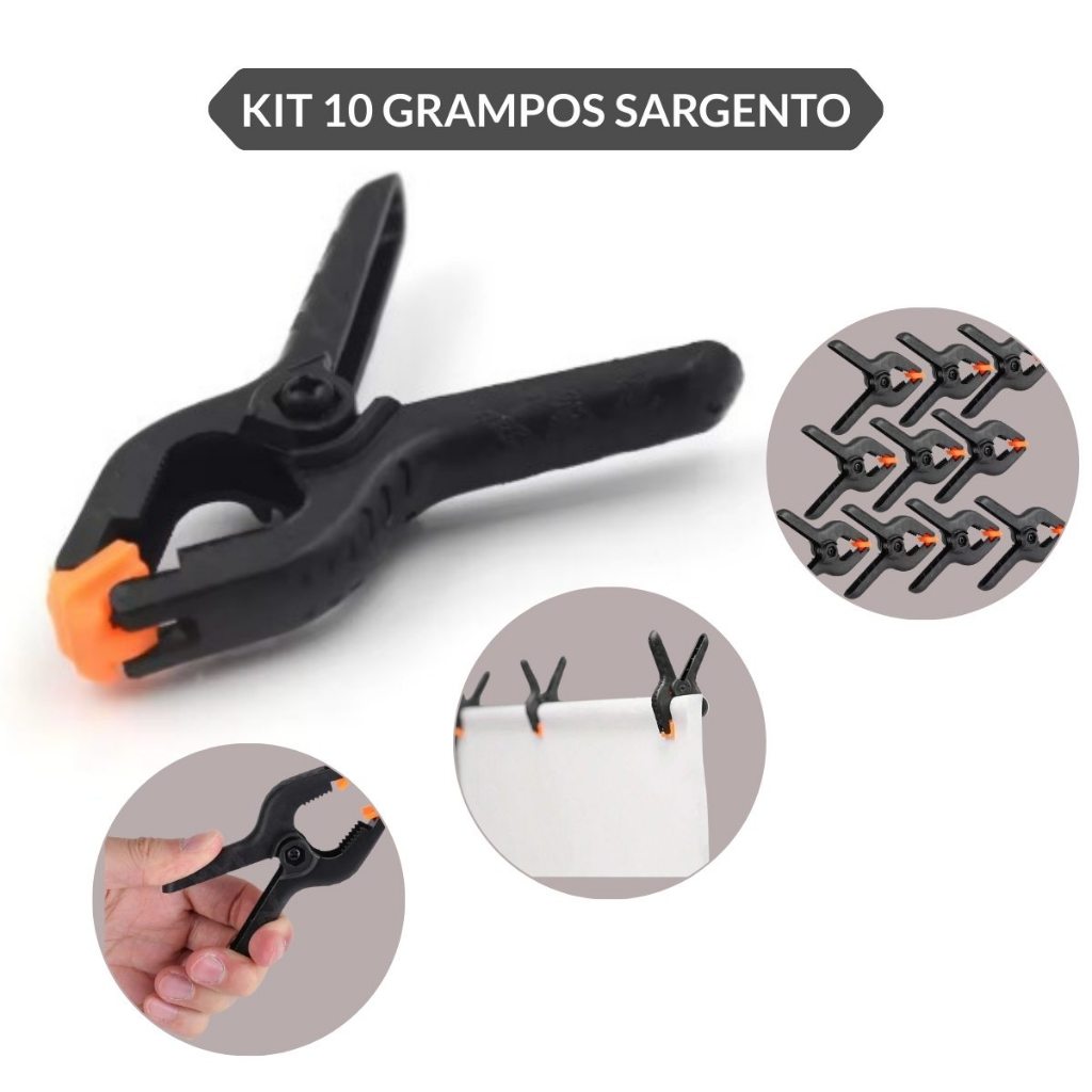 Kit 10 Grampos Sargento Tipo F Profissional Marcenaria Metal Madeira ...